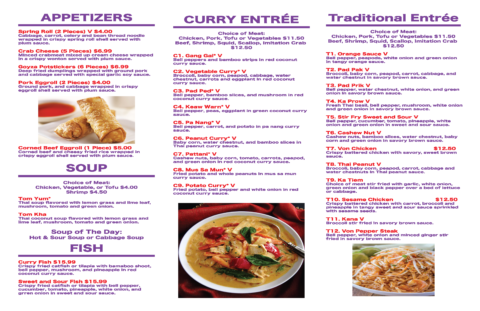 Our Menu | Von Thai